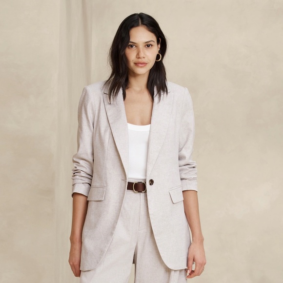 Banana Republic | Jackets & Coats | Linenblend Long And Lean Blazer ...